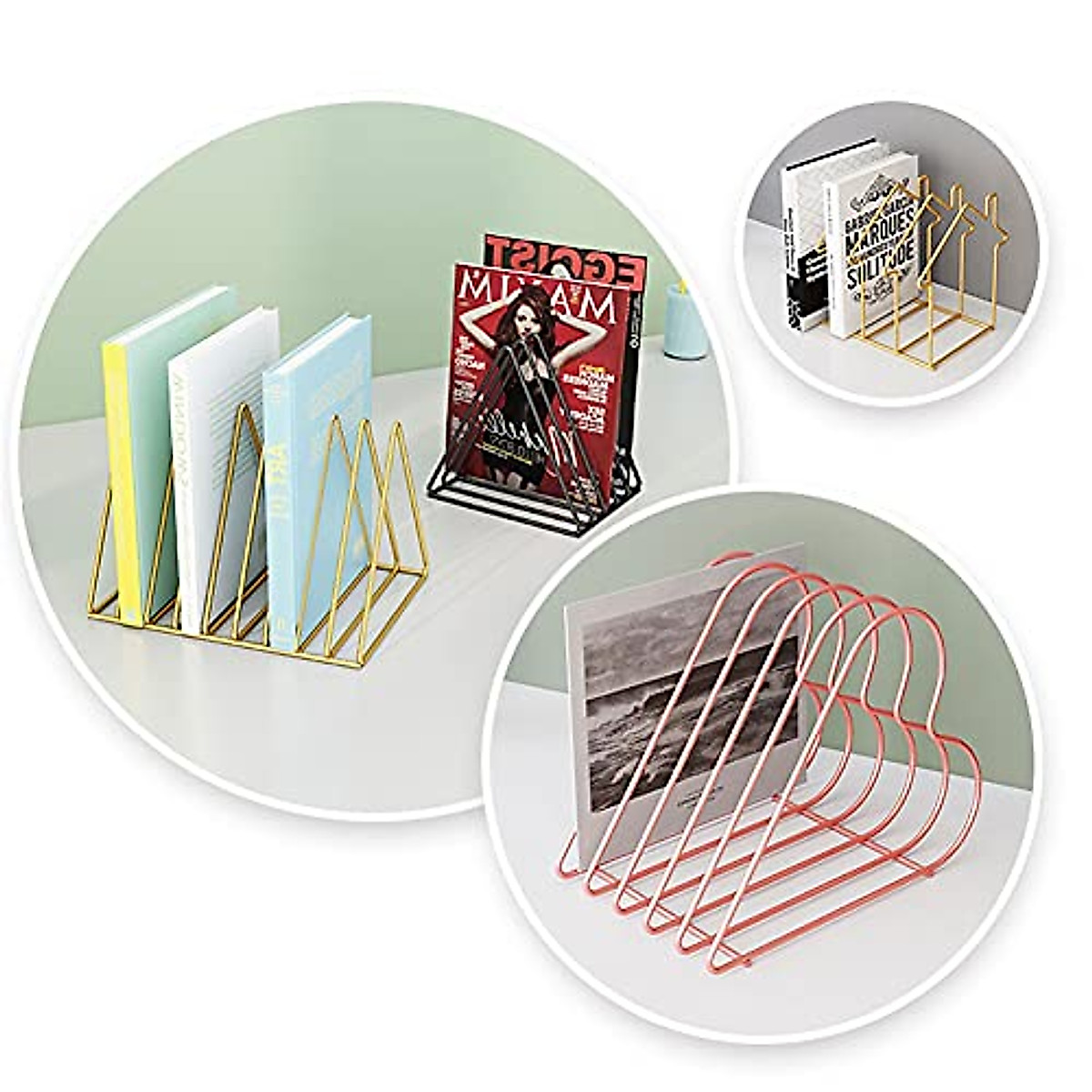 File Folder Rack Bookend Office File Organizer Metal Bookend Support Magazine Rack Art Modeling Desktop Storage Shelf Bookshelf Multifunctional File Organizer Desk Home Office Decoration File Organize