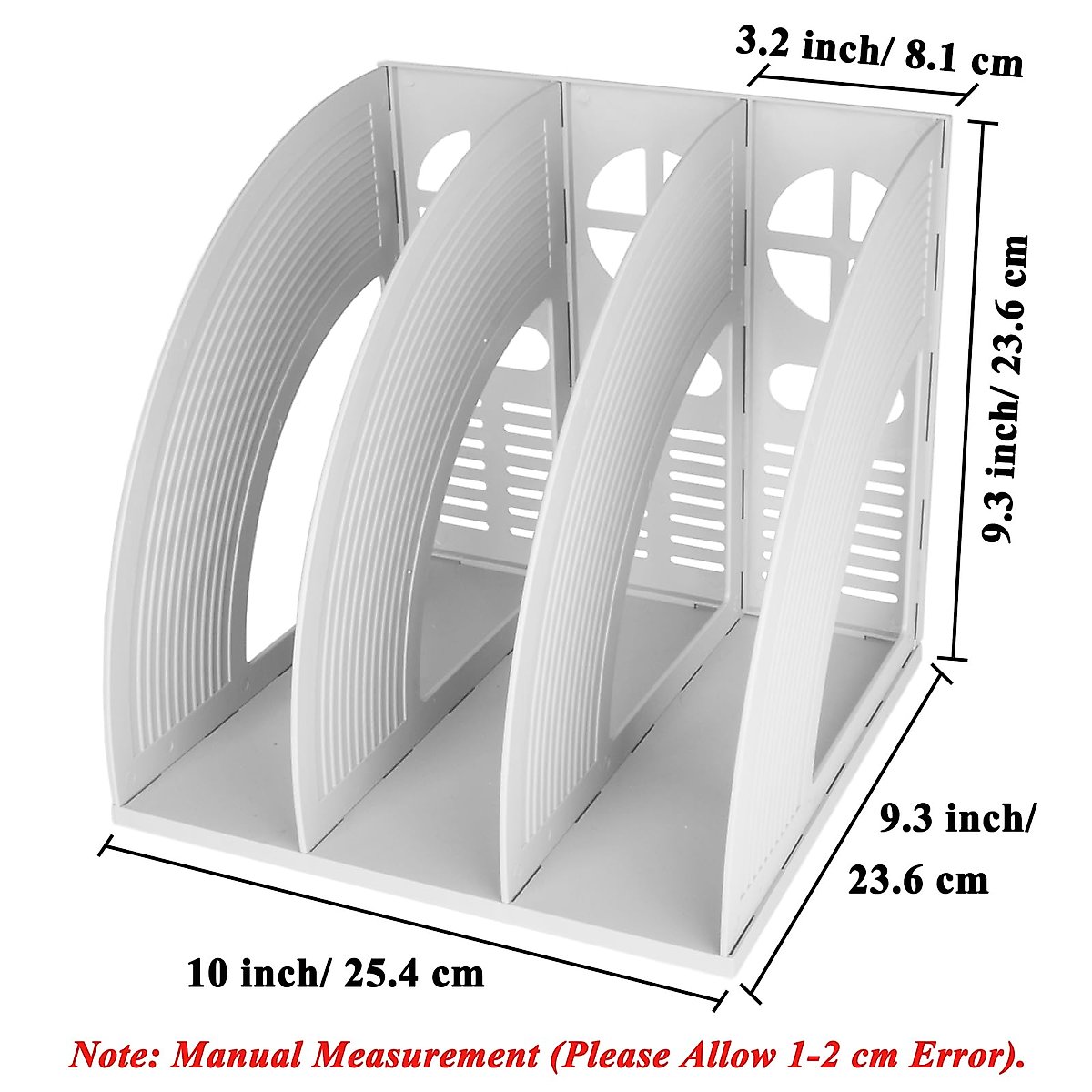 SAYEEC Magazine Holder Plastic File Sorter Binder Holder for Desk Folder Organizer Stand Book Shelf Dividers Vertical Filling Storage Rack Desktop Bookshelf Display Box for Office School Home (Grey)