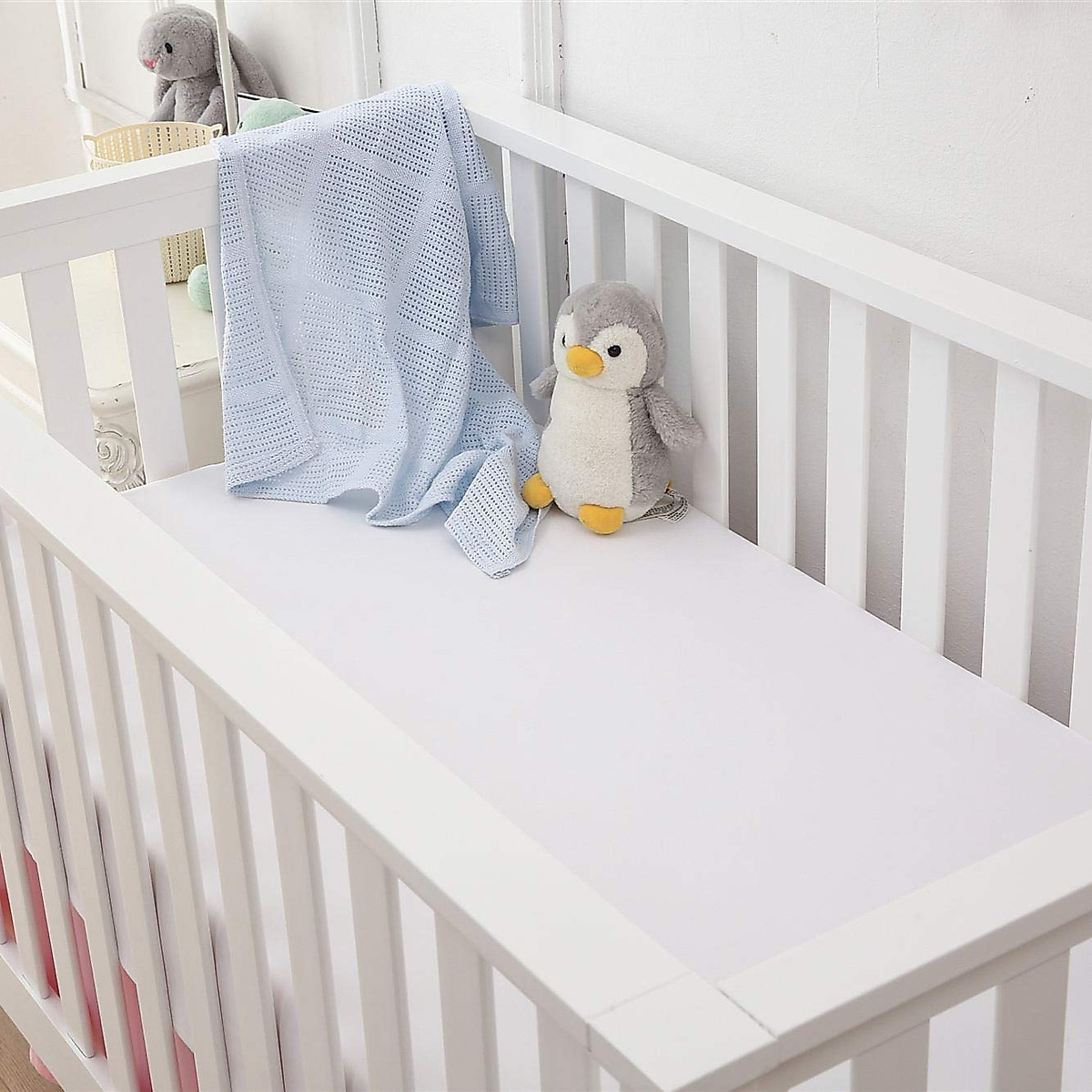 Belsden 3 Pack Microfiber Durable Crib Sheets Fitted, Silky Soft Smooth Breathable Baby Sheets Set for Boys Girls, 28''x 52'' Fits Standard Crib and Toddler Mattresses, White + Gray + Lt Gray
