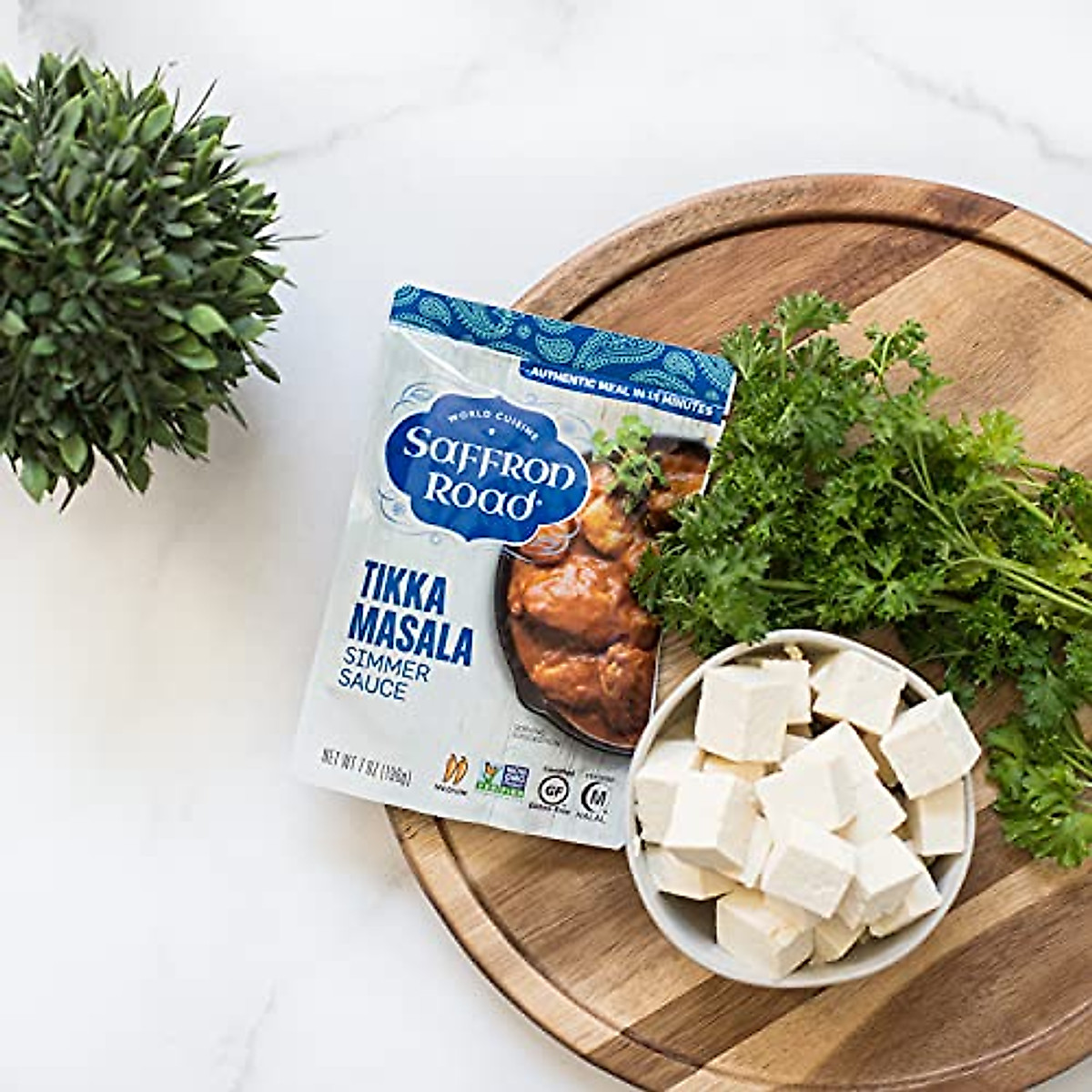 Saffron Road Tikka Masala Simmer Sauce - Non-GMO, Gluten Free, Halal, Kosher, Vegetarian (7 Ounce (Pack of 8))