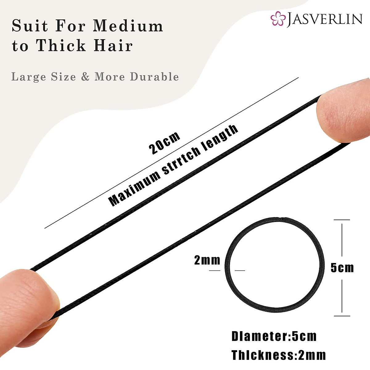 JASVERLIN Small Hair Elastics, Black Hair Ties Ponytail Holder Fine Thin Medium Hair No Pull Long Lasting Braid Hair Styling Rubber Bands for Women 8-14 Girl Men 2mm 80 Pieces (Black)