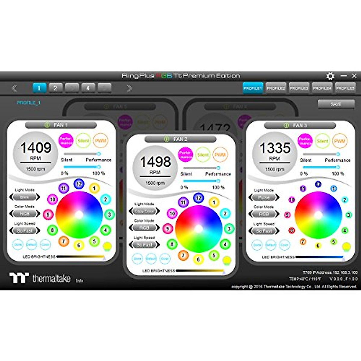 Thermaltake CL-F054-PL12SW-A Riing Plus 12 LED RGB Radiator Fan - Black (Pack of 5)