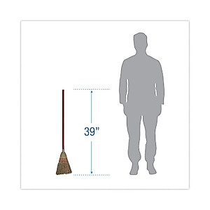 Boardwalk 951TEA Lobby/Toy Broom, Corn Fiber Bristles, 39-Inch Overall, Wood Handle, Red/Yellow