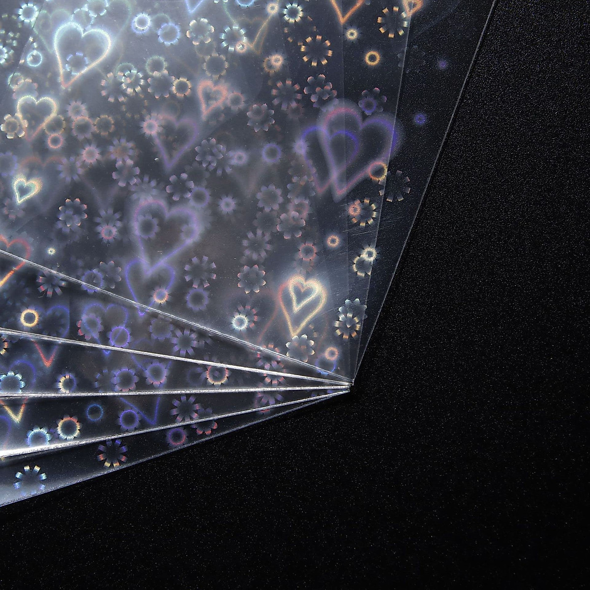 Black Lotus 100 PCS Top Loading Sweet Heart Shaped Holographic Photo Card Sleeves, Cute Foil Holo Shinny Card Protector for Kpop/Idol/TCG/CCG Standard Sized/Japanese Sized Cards Cover (65x90mm)