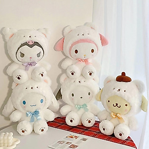 Ykecfpry Kawaii Cartoon White Bear Cross-Dressing Series Plush,Soft Plush Doll Cute Soft Toys, Plush Pillow Stuffed Animals Toy Birthday Gifts for Girls Kids ((White Bear-8in)