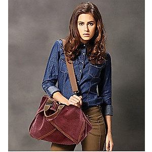 Canvas Sling Purses Large Shoulder Bags for Women with Multi Pockets for Hiking Picnic Travel Handbag (Retro Red)