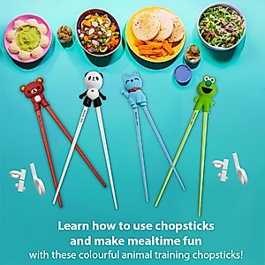 House of Stix kids chopsticks for kids children beginners and adults 4 pairs training chopsticks set with attachable learning chopstick helper right or left handed reusable fun helper