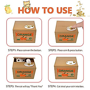 Kids Piggy Bank, Cat Kitty Stealing Coin Piggy Bank Bank Funny Toys and Gifts for Boys and Girls 3+ Years Old