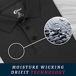 Premium Wear Men's High Moisture Wicking Polo T Shirts | Black - Large
