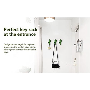 Cute Adhesive Hooks, Decorative Wall Hooks, Cactus Shaped Key Hooks for Home Apartment Entryway Decor-Wall Key Holder for Hanging Keys Purses, Double Sided Adhesive Wall Key Hooks-Green/3Pcs