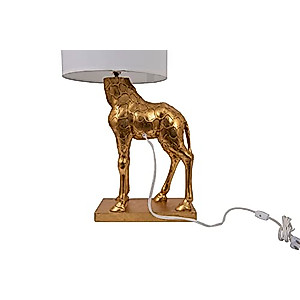 Creative Co-Op Resin Giraffe Table Lamp with Linen Shade, Distressed Gold
