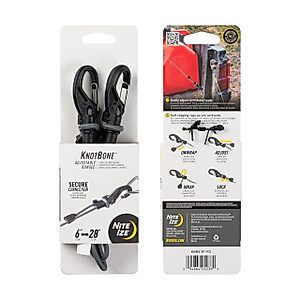 Nite IZE KnotBone Adjustable Bungee - Cord with Carabiner Clip Ends & Adjustable Length - 5mm Cord - Length of 6" to 28" - Size 5