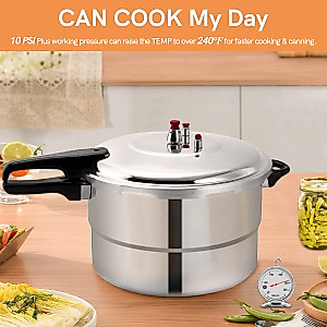 BreeRainz 5.3 Quart Pressure Cooker, 10 PSI Aluminum Pressure Canner w/Triple Valves & Auto Lock System