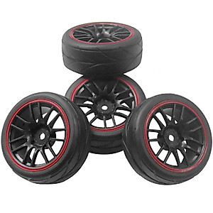 ShareGoo 12mm Hex Wheel Rims & OD 2.59" Rubber Tires for RC 1/10 On-Road Touring Car