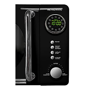 Nostalgia Retro Compact Countertop Microwave Oven, 0.7 Cu. Ft. 700-Watts with LED Digital Display, Child Lock, Easy Clean Interior, Black