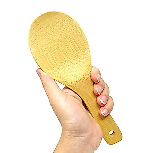 Honbay 2PCS Bamboo Rice Scoops Paddles for Kitchen (20cm)