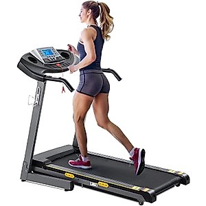 Treadmill with Auto Incline Foldable Treadmill 17'' Electric Treadmills 2.5 HP/8.5 MPH with 15 Training Programs 0-12% Auto Incline Large LCD Display Easy Assembly for Home Office Gym Use