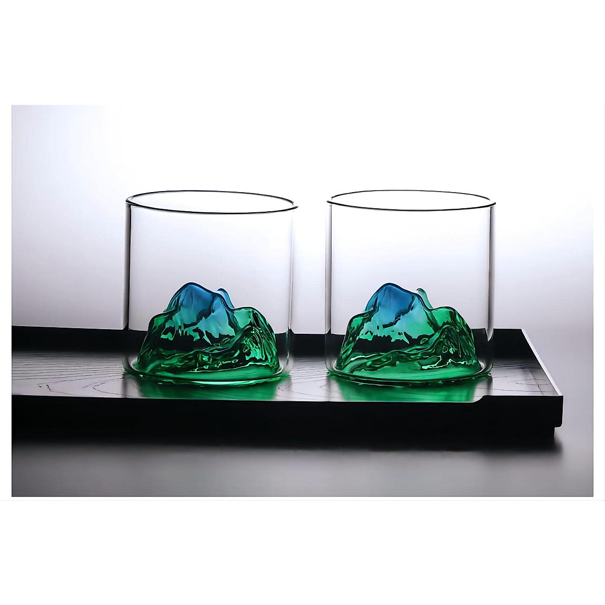 Mt. Fuji Rock Glass, Tumbler Glass, Set of 2, Chiri's Eyama Glass, Whiskey Glass, Beer Glass, Wedding, Father's Day, Mother's Day, Overseas Gift, Paulownia Box