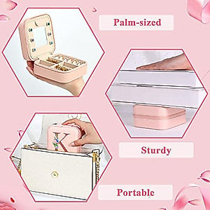 Yesteel Mini Travel Jewelry Case Jewelry Box Jewelry Organizer, Birthday Pink Gifts for Women Mom Grandma Friends Sister in Law Gifts Letter K