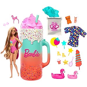 Barbie Pop Reveal Doll & Accessories, Rise & Surprise Fruit Series Gift Set with Scented Doll, Squishy Scented Pet, Color Change, Moldable Sand & More, 15+ Surprises