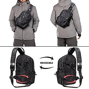 CANTLOR Men Small Sling Bag Crossbody Backpack Travel Daypacks Chest Pack Lightweight Outdoor Shoulder Bag One Strap (991801-Black camouflage)