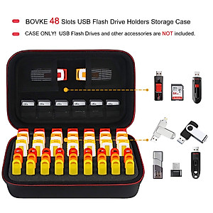 BOVKE Flash Drive Case SD Card Holder 48 Slots USB Storage Case Thumb Drive Memory Card SDXC SDHC Card Organizer for SanDisk Samsung SamData Netac PNY YubiKey TOPESEL USB Stick Flash Drives, Black