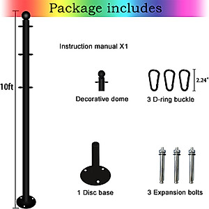 Shade Sail Pole Kit, 4 Poles of Set 10Ft Sun Shade Sail Poles Support Awning Canopy Shade Sail, Outdoor String Light Pole Post Heavy Duty Steel Post for Outside Deck Patio Backyard Wedding