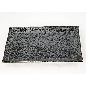 7.75" Rectangular Black Stain Ceramic Humidity/Drip Tray for Bonsai Tree + Rock