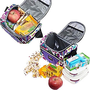 Kids Lunch Bag insulated Lunch Box Lunch Organizer Cooler Bento Bags for School Work/Girls Boys Children Student Women with Adjustable Strap and Zip Closure Travel Lunch Tote, Front Pocket (purple)