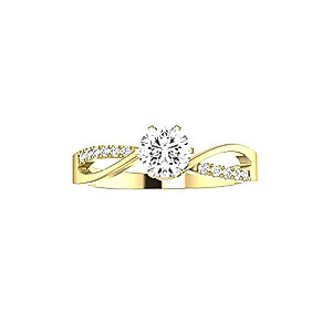 14K Yellow Gold 0.83 Carat LAB GROWN DIAMOND Elegant Twisting Split Shank Round Cut Diamond Engagement Ring (G-H Color VS2-SI1 Clarity 0.75 Ct Center)