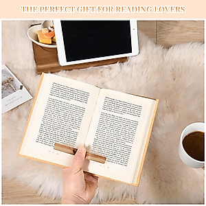 TEGIVONA Wood Small Bookshelf, Triangle Bookmark with Book Page Holder, Night Stand Book Holder, Mini Bookcase Rest with Coffee Drink Holder for Office, Book Rest and Mug Stand, Gifts for Book Lover