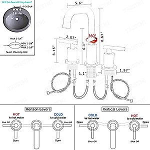 TRUSTMI 2-Handle 8 Inch Widespread Bathroom Sink Faucet, 3 Hole Brass Vanity Faucet with cUPC Water Supply Lines and Pop Up Drain Assembly, Matte Black