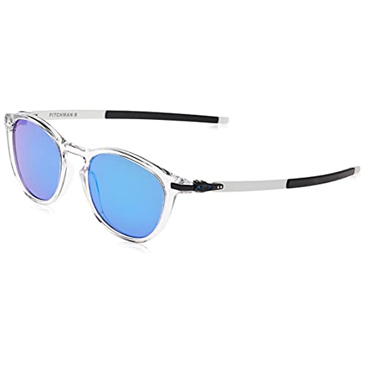 Oakley Men's OO9439 Pitchman R Round Sunglasses, Polished Clear/Prizm Sapphire, 50 mm