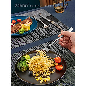 Xideman 16-Piece ​Modern Hammered Cutlery Set with Ultra Sharp 2-in-1 Serrated Knife, 18/10 Stainless Steel Silverware Flatware Set Service for 4, Tableware Utensil, Forks Spoons Knives Set