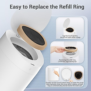 TOWNEW T Air One Official Refill Rings for Smart Bathroom Trash Can, Strong Trash Bags for Electric Automatic Trash Can, 2.7 Gallon, Pack of 8 Refill Bags - Up to 96 Garbage Bags