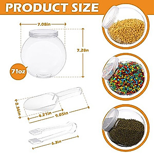 Sunnyray 18 Pcs Candy Jar Set 6 Pcs 71 oz Round Container Jars with Lids 6 Pcs Scoops 6 Pcs Tongs Plastic Containers for Cookies Snacks Candies Gifts Storage Containers Countertop Display Container