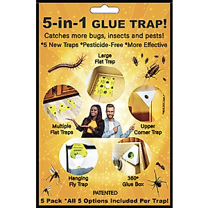 5 in 1 Glue Traps- Insect and Pest Control Sticky Traps (15 Total Traps)