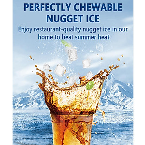 Joy Pebble Stainless Steel Ice Maker Countertop, 10,000pcs/33lbs/Day, Portable Nugget Ice Maker Machine with Handle, Self-Cleaning, Black