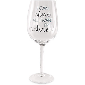 Pavilion Gift Company I Can Want I'm Retired-16 oz 16 oz. Crystal Wine Glass, 1 Count (Pack of 1), Blue