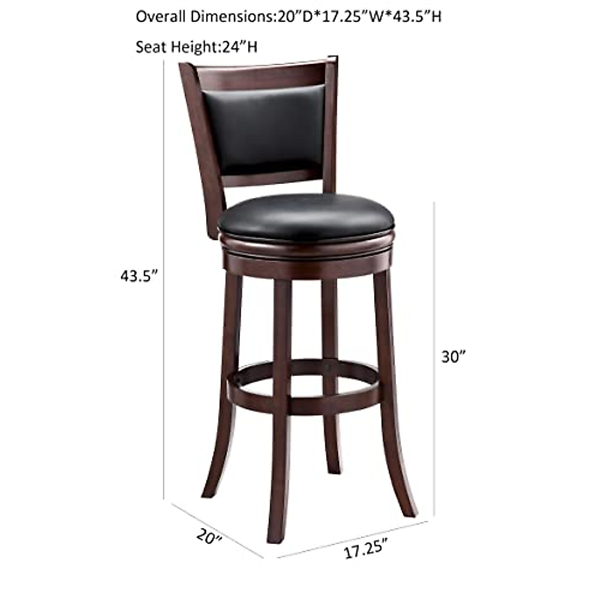 Ball & Cast Swivel Pub Height Barstool 29 Inch Seat Height Cappuccino Set of 1
