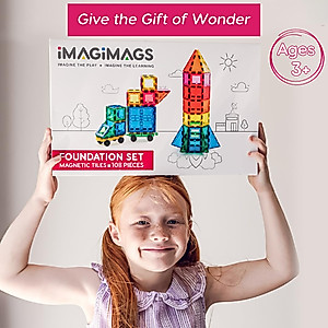 Imagimags Magnetic Building Tiles, 108 Piece Foundation Set for Boys Girls Kids, Educational Creative Learning Activity Building Block Toddler Toys, STEM, Children Ages 3 Years +
