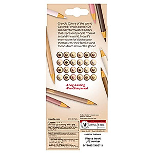 Crayola Colored Pencils 24 Count, Colors of the World, Skin Tone Colored Pencils