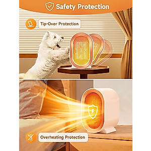 1200W/1000W Space Heater Indoor, 2S Heating Mini Heater Small Heater, 28dB Portable Heater for Bedroom Bathroom Heater, Mini Heater for Bathroom, Bedroom, Office Heater, Mini Desk Heater [Gifts]