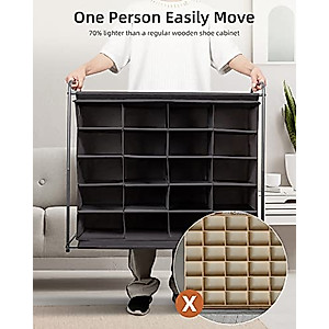 MULISOFT 5-Tier Shoe Cubby with 20-Grid Storage, Shoe Rack Organizer for Maintaining Shoes, Stackable Cubby Shoe Rack, Easy-to-mobile Shoe Organizer Cubby for Entryway, Closet, Bedroom, Garage, Black