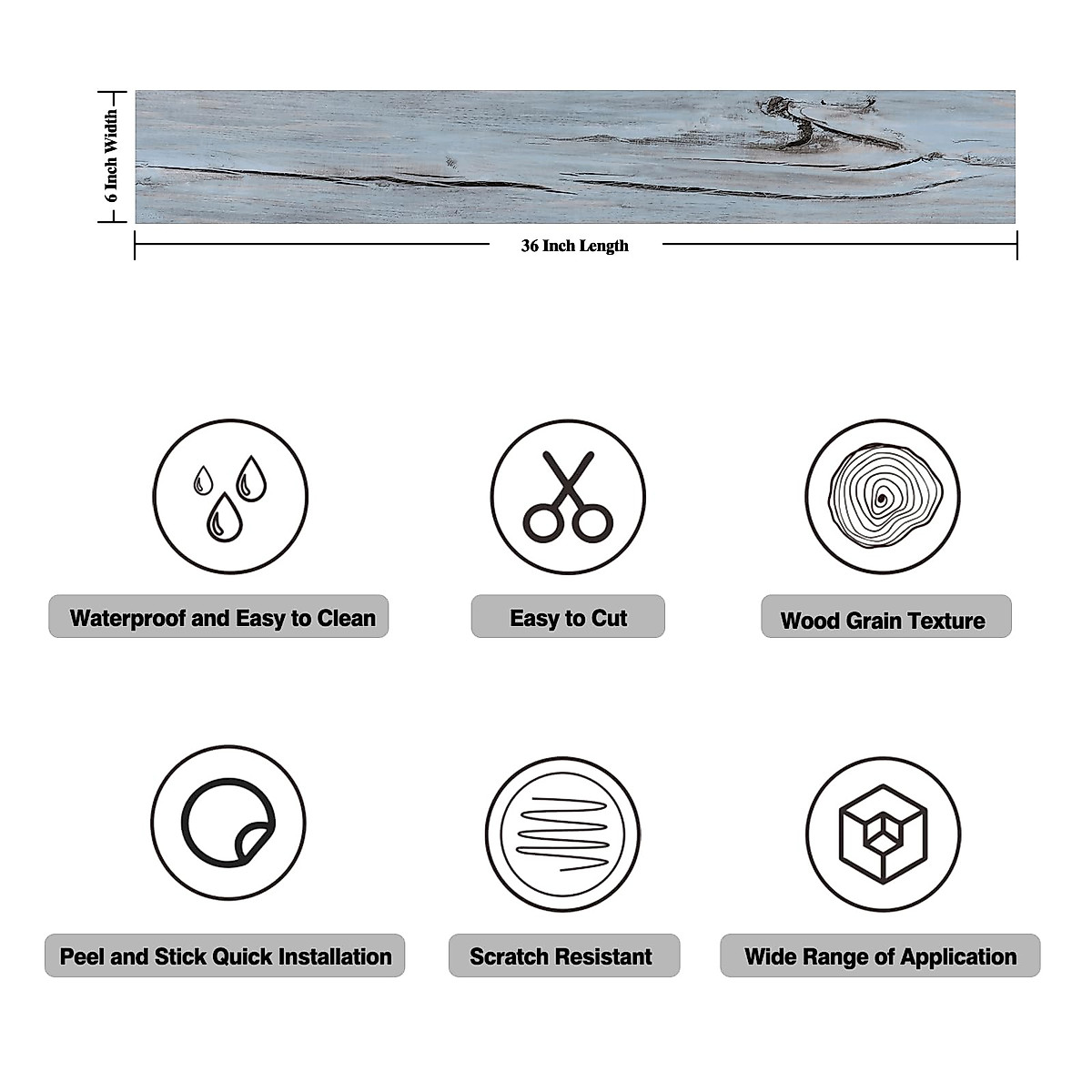 CHIHUT 6"x36" Waterproof Vinyl Flooring Planks Blue Peel and Stick Vinyl Flooring Self Adhesive Wood Grain Vinyl Floor Tile for Bathroom Kitchen RV DIY Flooring 16 Pack Laminate Flooring Planks