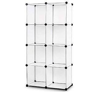 GOFLAME Cube Storage DIY Portable Adjustable Closet Storage Organizer, Clothes Cabinet Wardrobe Cloest,White