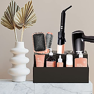 NoceBy Acrylic Hair Dryer Organizer, Black Hair Dryer Hair Styling Tools and Accessories Holder, Bathroom Storage Makeup Vanity Bathroom Organizer Countertop
