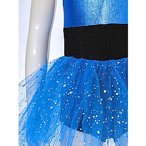 Doomiva Girls Alien Costume Kids Halloween Robot Cosplay Outfits Shiny Metallic Leotard Sparkly Tutu Tulle Dress Blue 16 Years