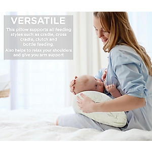 Sacred Thread Nursing Pillow for Breastfeeding - Premium Memory Foam with Removable Rayon Made from Bamboo Cover - Nursing and Posture Support for Mom - Washable Feeding Pillow