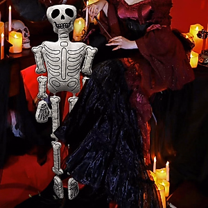 bigmon: 43 inch Skull and White Bones; Head Structure of White Bone Man; Stuffed Plush Toys; Halloween Plush Skeleton (110cm); Shelf Decoration, Handmade Halloween Decorations, Plush Skeleton Dolls